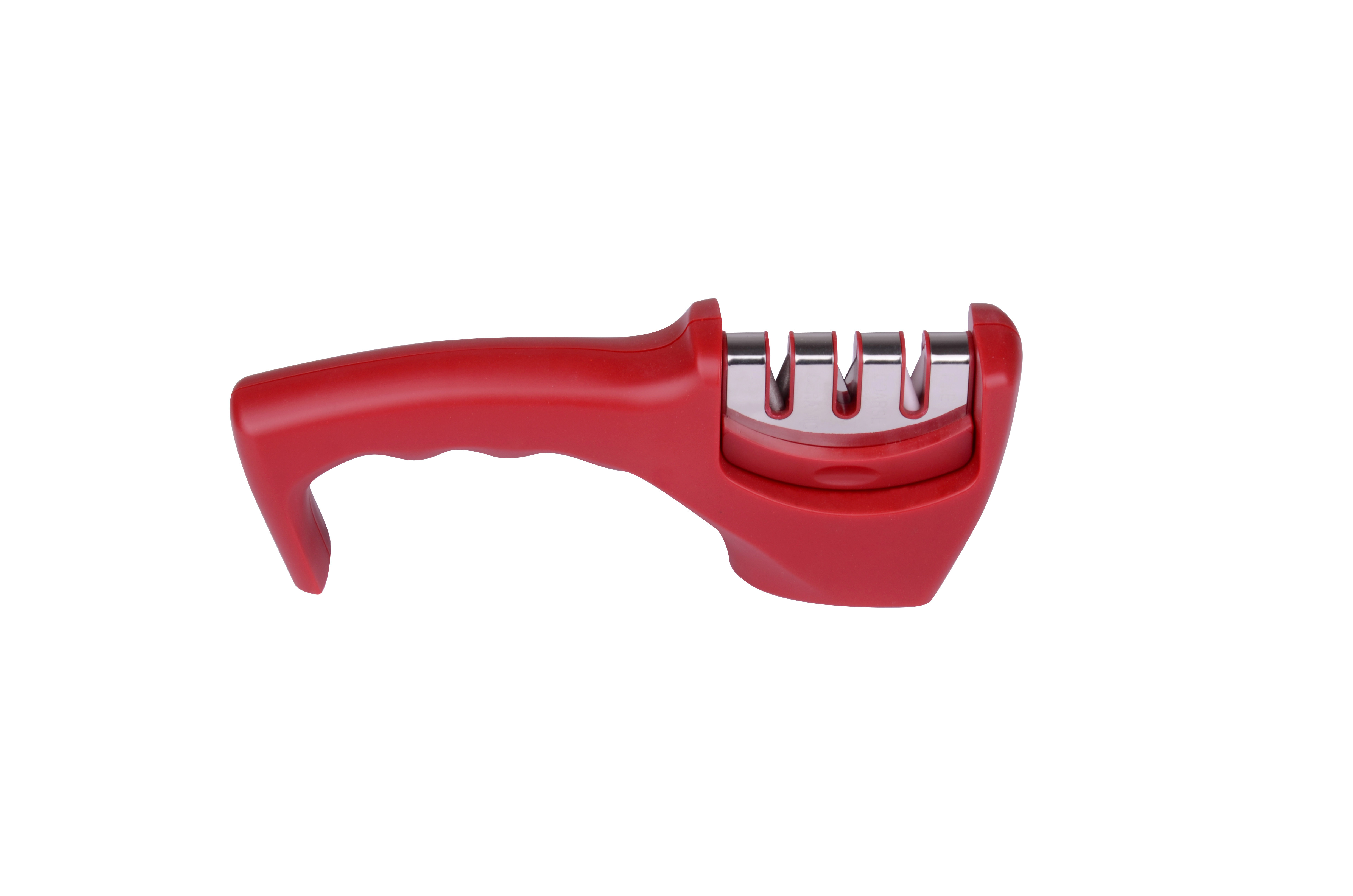Red 3 in 1 Handle Knife Sharpener Rubberized Base for Combat Carving ...