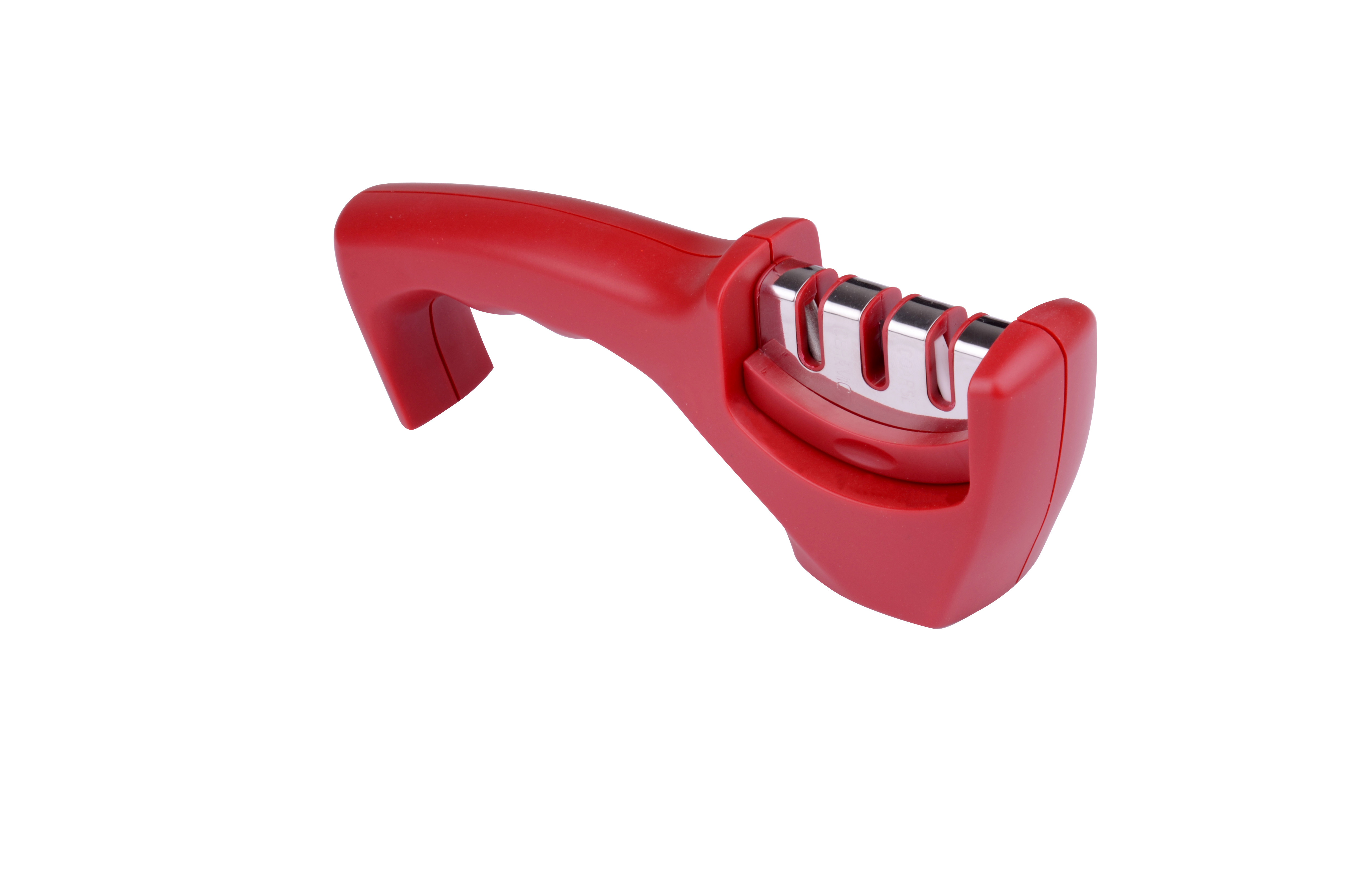 Red 3 in 1 Handle Knife Sharpener Rubberized Base for Combat Carving ...